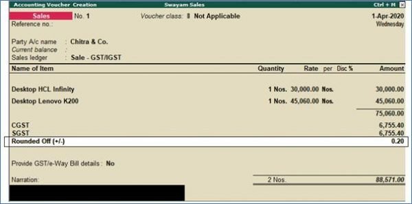 Ledger to Round-off the Invoice Value Automatically in Sale Invoice ...