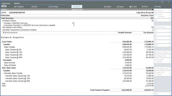 GSTR -1 Report in TallyPrime to upload in GST Portal – TallyPrime Book ...