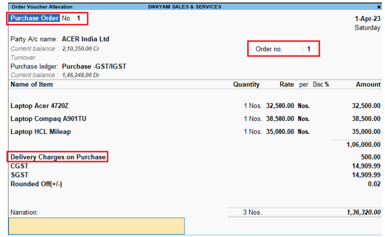 Purchase Order Processing in TallyPrime 4 – TallyPrime Book (Tutorial ...