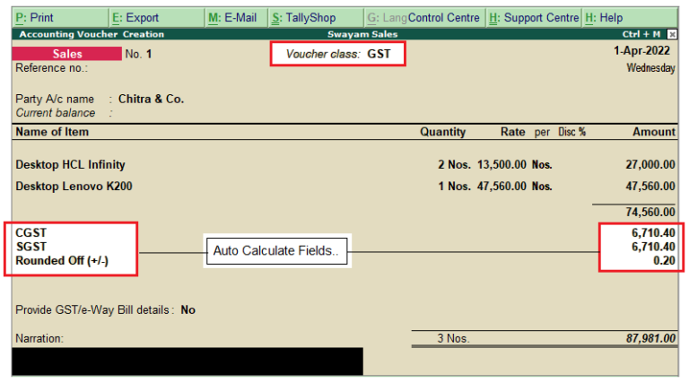 Voucher Classes for Sale Voucher in TallyPrime 5 – TallyPrime Book ...