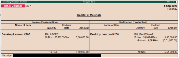 Inventory Voucher in TallyPrime 5 – TallyPrime Book (Tutorial ...