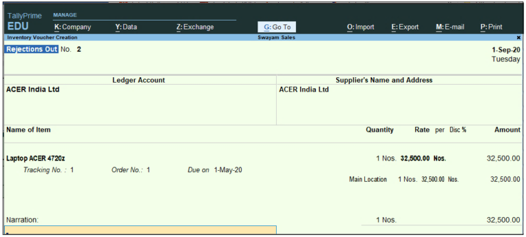Inventory Voucher in TallyPrime 5 – TallyPrime Book (Tutorial ...