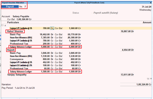 Tracking of Salary Advances / Loans under Payroll using TallyPrime – TallyPrime Book (Tutorial ...