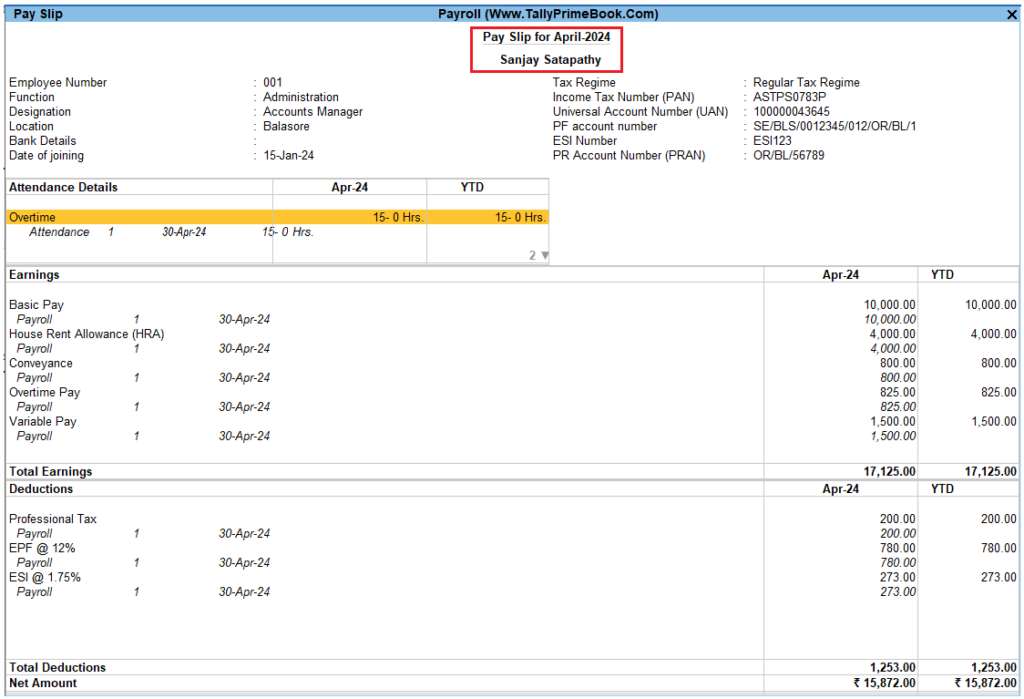 Payroll Statement Reports using TallyPrime – TallyPrime Book (Tutorial ...