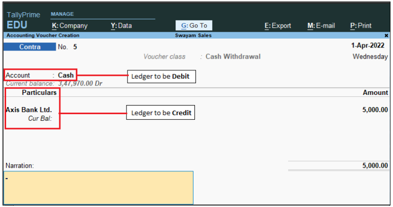 “Contra Voucher” -Transactions & Assignments Using TallyPrime ...