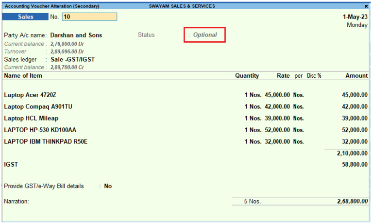 Printing of Sales Invoice with Multiple Configurations using TallyPrime ...