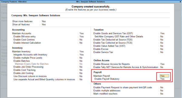 Enabling & Configuring Payroll in TallyPrime – TallyPrime Book ...