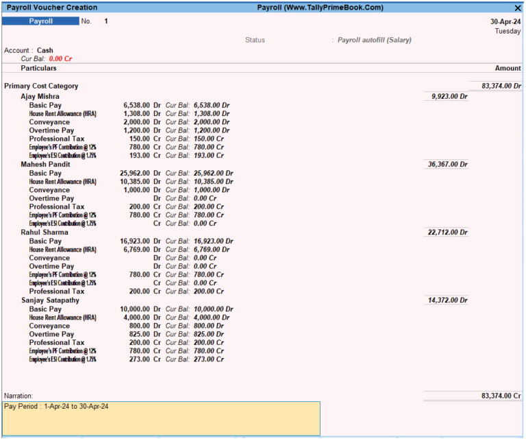 Payroll Vouchers using TallyPrime – TallyPrime Book (Tutorial : Printing Book & E-Book-PDF ...
