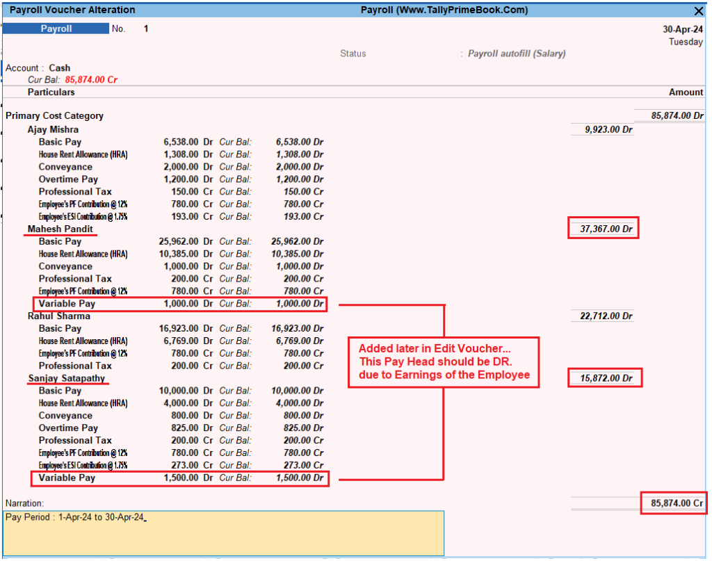Payroll Vouchers using TallyPrime – TallyPrime Book (Tutorial : Printing Book & E-Book-PDF ...