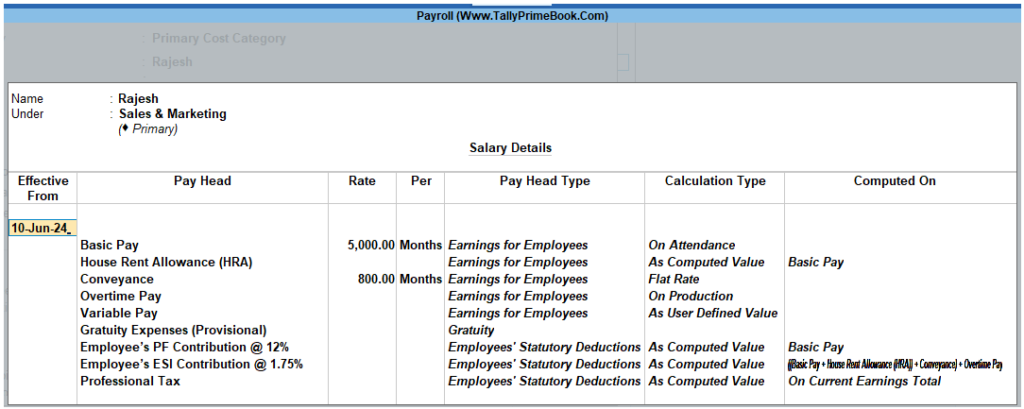 Accounting for Employer ESI Contributions under Payroll using TallyPrime – TallyPrime Book ...