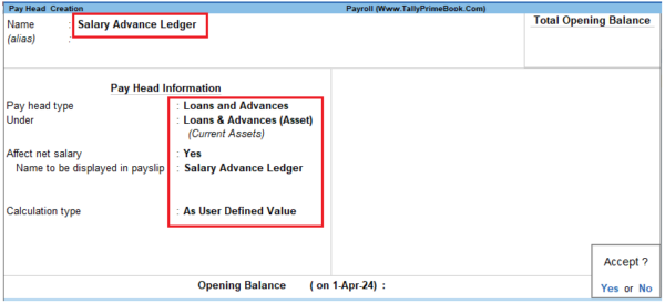 Tracking of Salary Advances / Loans under Payroll using TallyPrime ...