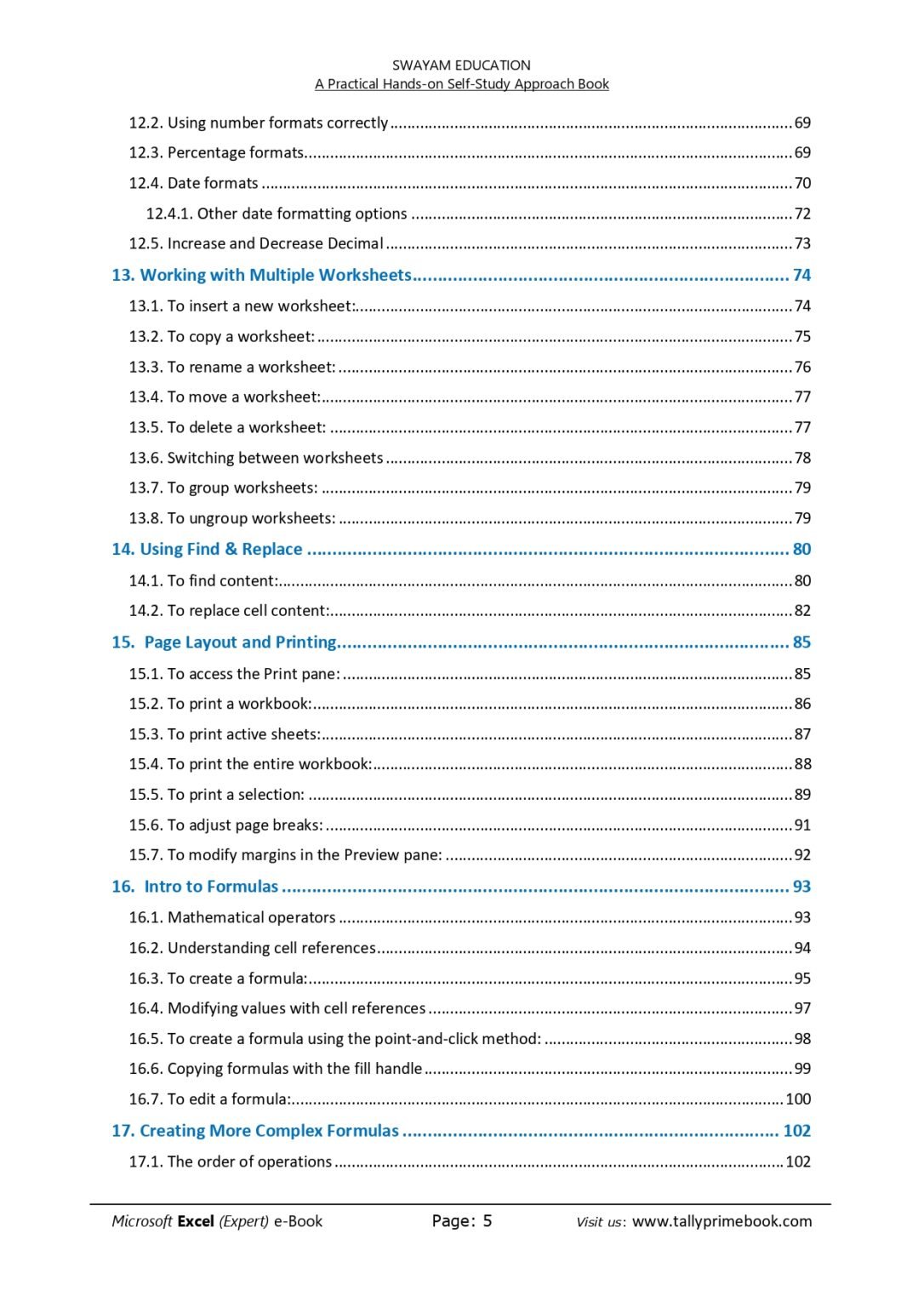 Microsoft Excel Expert E Book Pdf Tutorial For Beginners Tallyprime 4956
