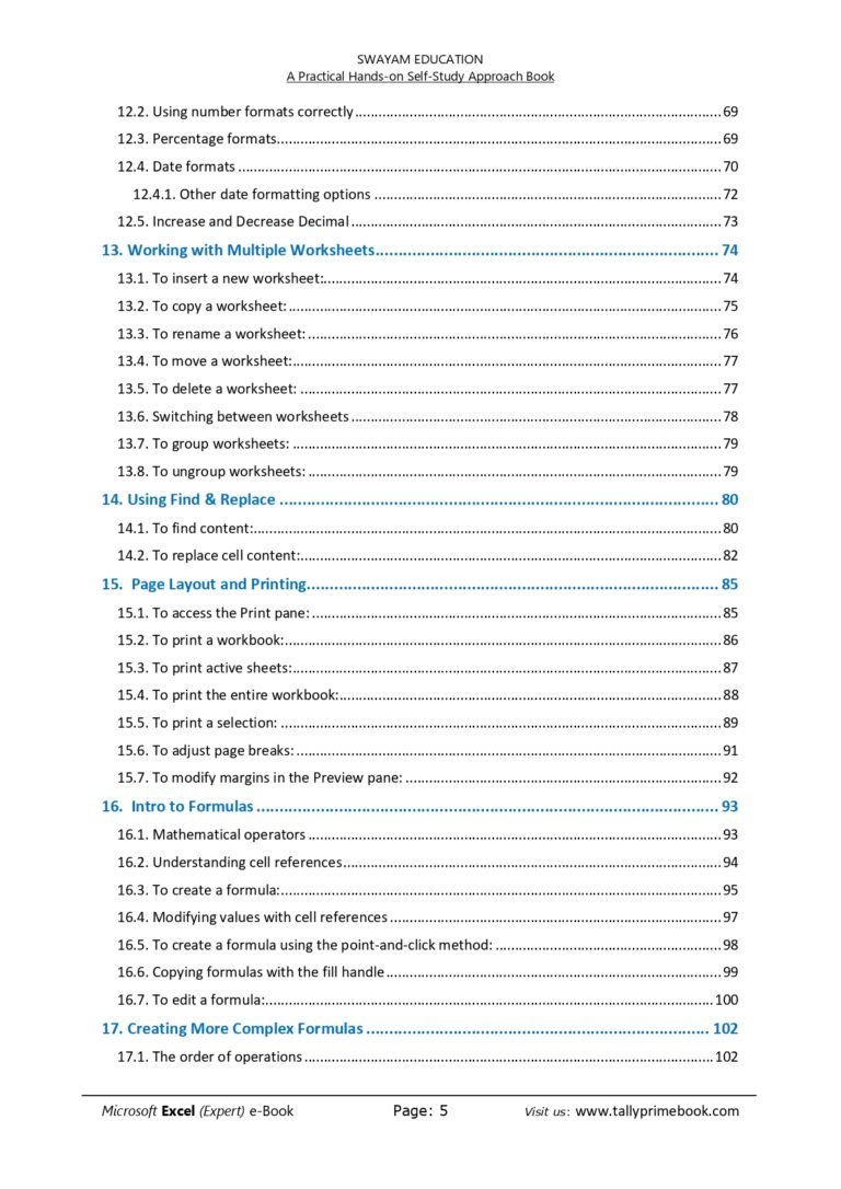 Microsoft Excel Expert E Book Pdf Tutorial For Beginners Tallyprime 9172